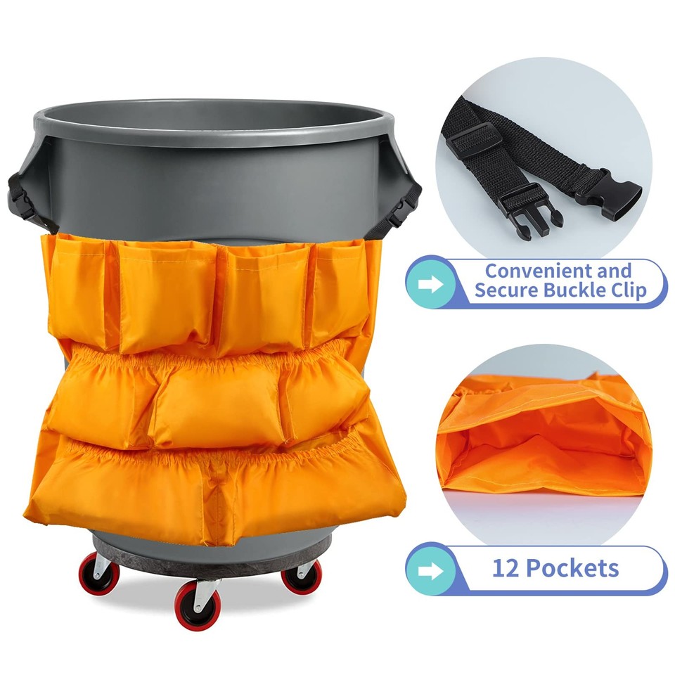 12 Pockets Trash Can Caddy Bag, Garbage Bin Caddy Organizer for ...