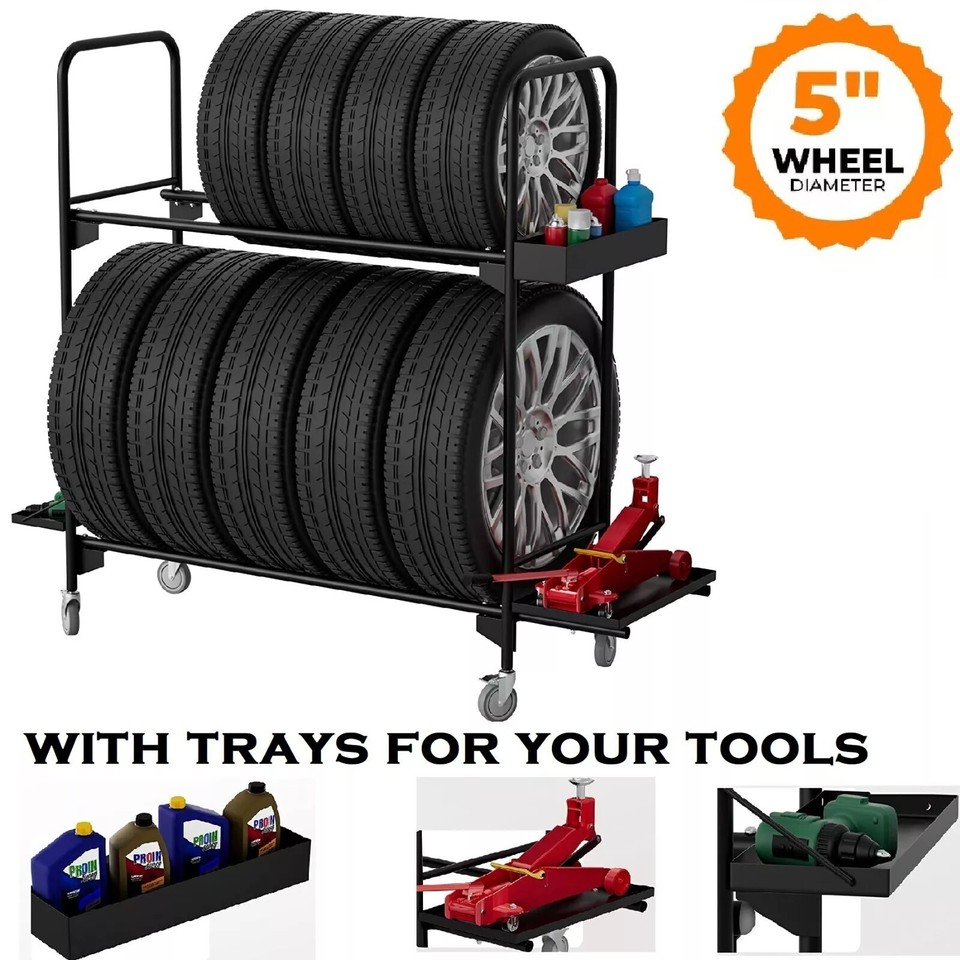 Tire Rack, Rolling Tire Rack for Garage Tire Storage Rack Heavy Duty ...