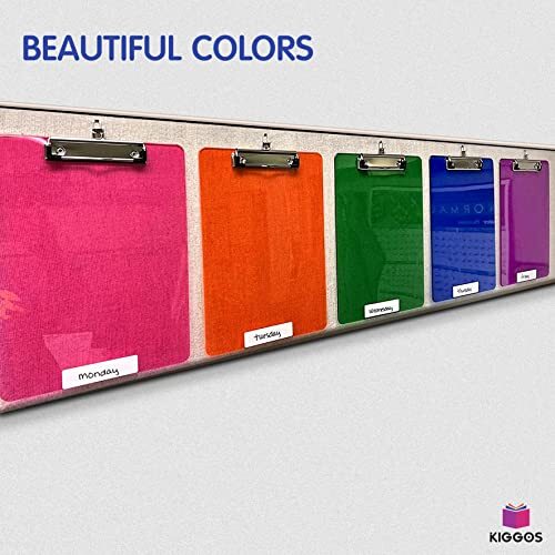 Kiggos 6 Pack Plastic Clipboards Colored Transparent Clear Clip Boards ...