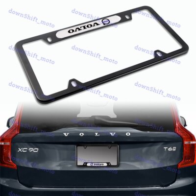 For 1PCS VOLVO Black White Stainless Steel Metal License Plate Frame ...
