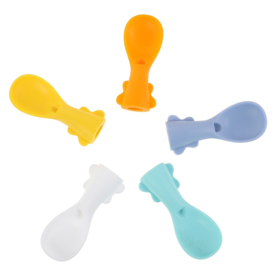 5 Pcs Silicone Feeding Dispensing Spoon Baby Food Pouch Spoons for ...