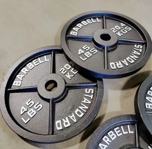 Weight Plate 45Lbs Cast Iron Olympic 2” Center Hole Heavy Duty Strength ...