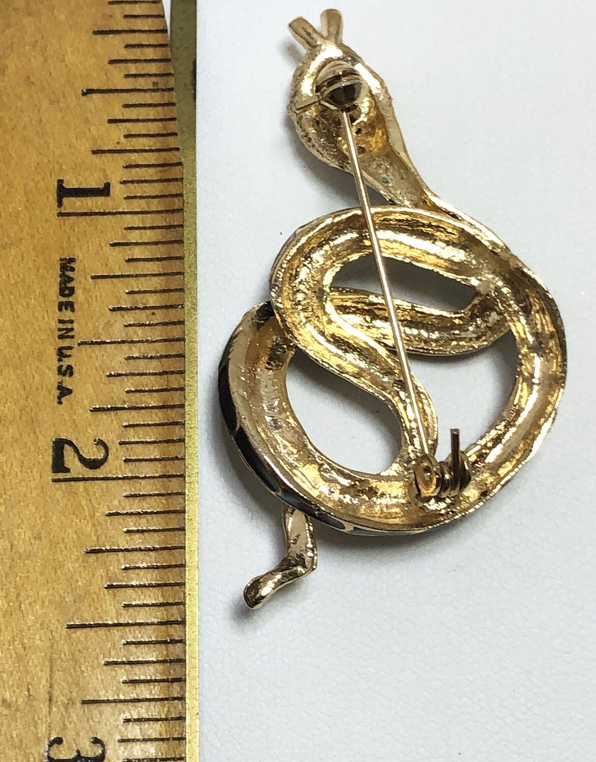 Black Enamel Red Rhinestone Cobra Viper Snake Vintage… - Gem