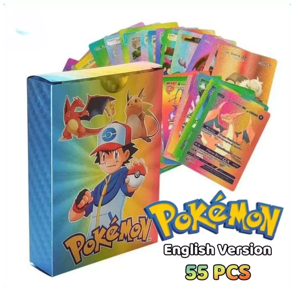 New 55PCS Pok Card Foil GOLD PACK CARDS TCG GX Vmax GX Card Charizard ...