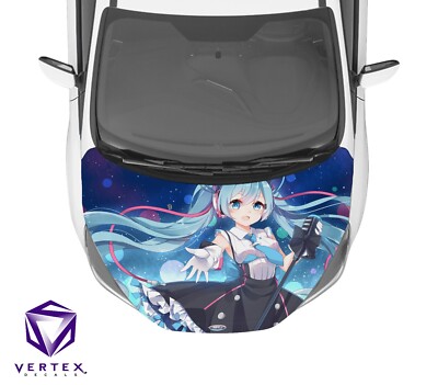 Hatsune Miku Anime Hood Wrap Weatherproof Vinyl Decal 50"X60" 1-YR ...