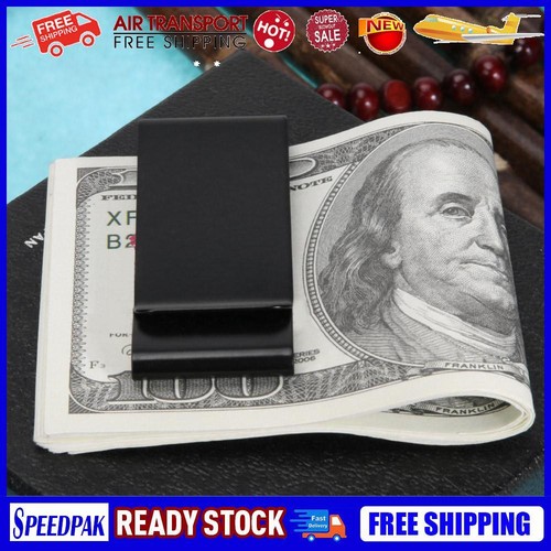 Stainless Steel Portable Black Metal Wallet Clamp ID Cards Holder for ...