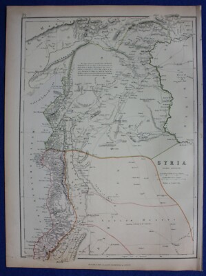 SYRIA (NORTH DIVISION), LEBANON, BEIRUT, original antique map, Blackie ...