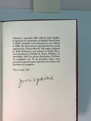 January by John Updike Two Copies 1 of 150, and 1 of 40 SIGNED | eBay