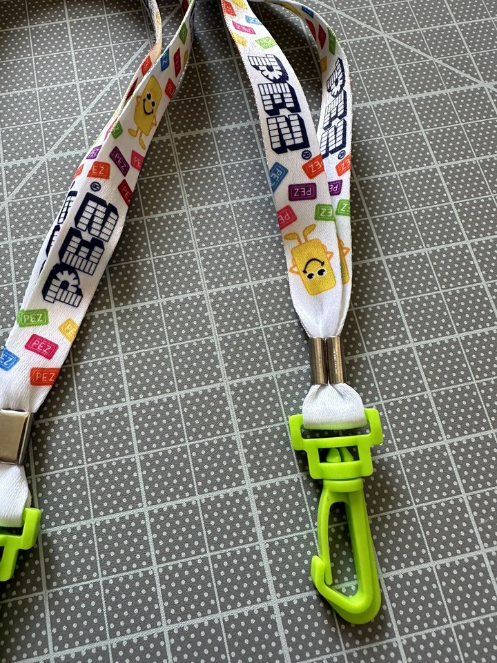 TWO PEZ COLLECTABLE LANYARDS 18" Long CANDY MASCOT white w/ logo ...