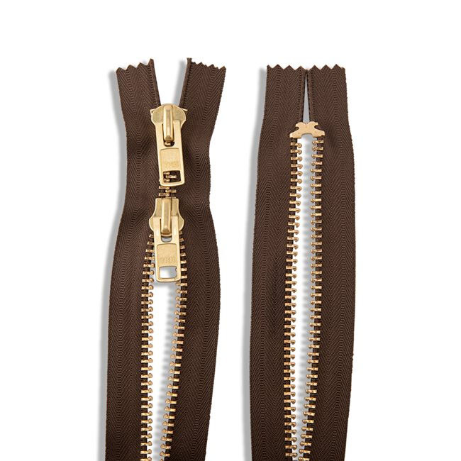 YKK #10 7"- 48" Brass Two Way Non-Separating Coverall Zipper Select ...