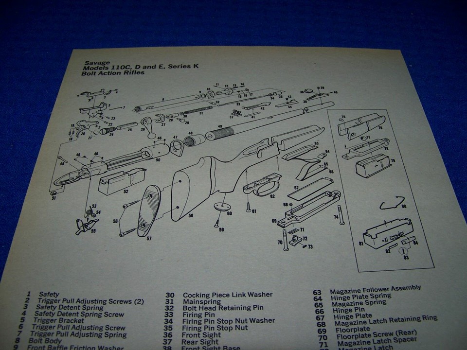 SAVAGE 110E/M B/A RIFLE & 110C/D/E SER.K B/A RIFLE..LEGEND/EXPLODED ...