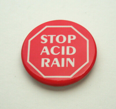 Anti Pollution "Stop Acid Rain" 1980s Red Button Pin NOS New | eBay