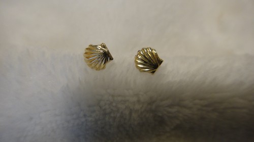 Vintage Estate Jewelry 14K Yellow Gold Mini Scallop Sea Shell Earrings Studs VTG | eBay