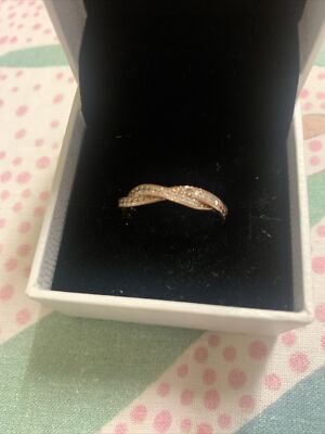 Authentic Pandora CZ Rose Gold Twist of Fate Ring | eBay