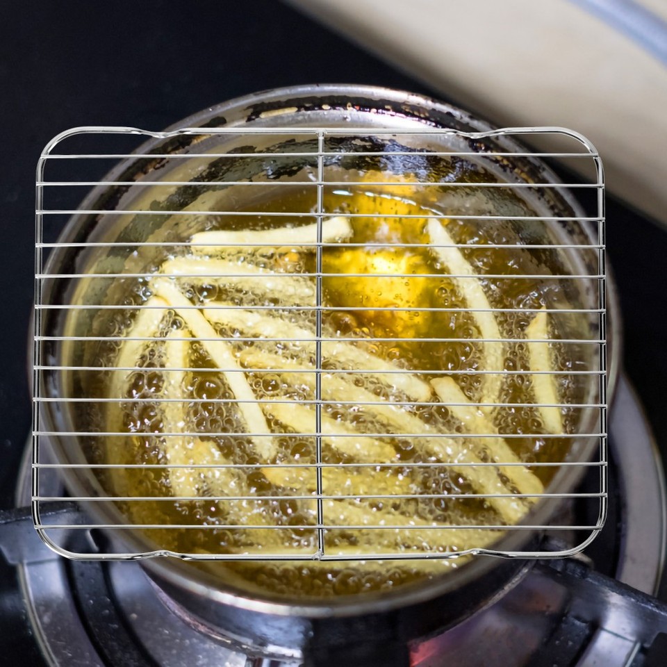 3pcs Drainable Plate Stainless Steel Crisper Tray Fry Plate French ...