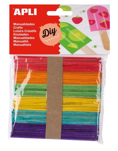 Apli 946034 - Ice Lolly Stick, Assorted Colours - Bag of 50 Units ...