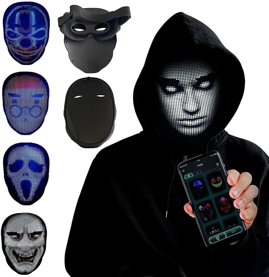 Halloween Face Masks Full Color LED Luminous Mask Face Changing Mask ...