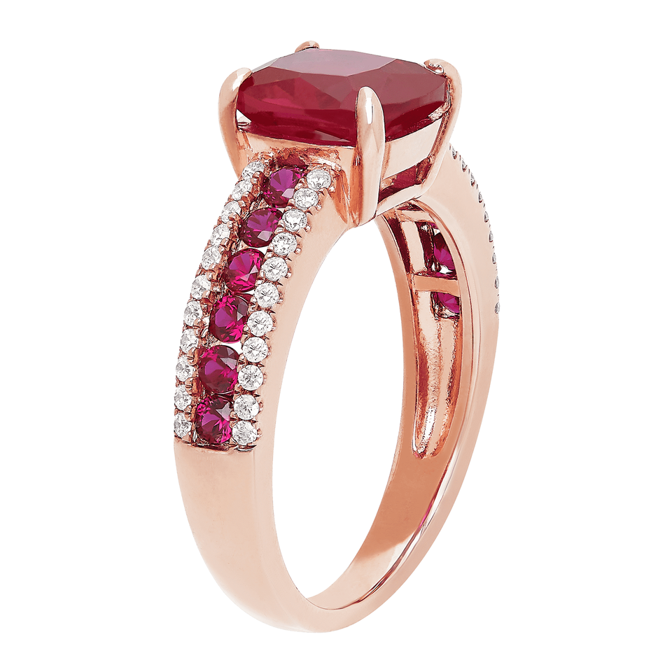 Finecraft Created Ruby Ring with CZ in Rose Gold-Plated Sterling Silver ...