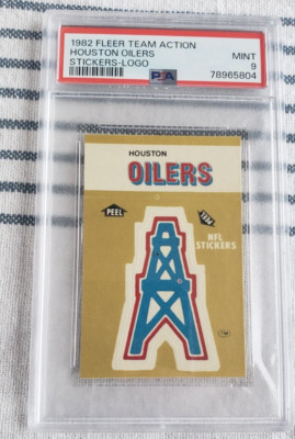 1982 Fleer Team Action Houston Oilers Stickers Logo Card PSA 9 Mint | eBay