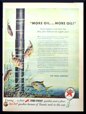 1944 Texaco Fire Chief Gasoline: More Oil Davy Jones Locker Vintage ...
