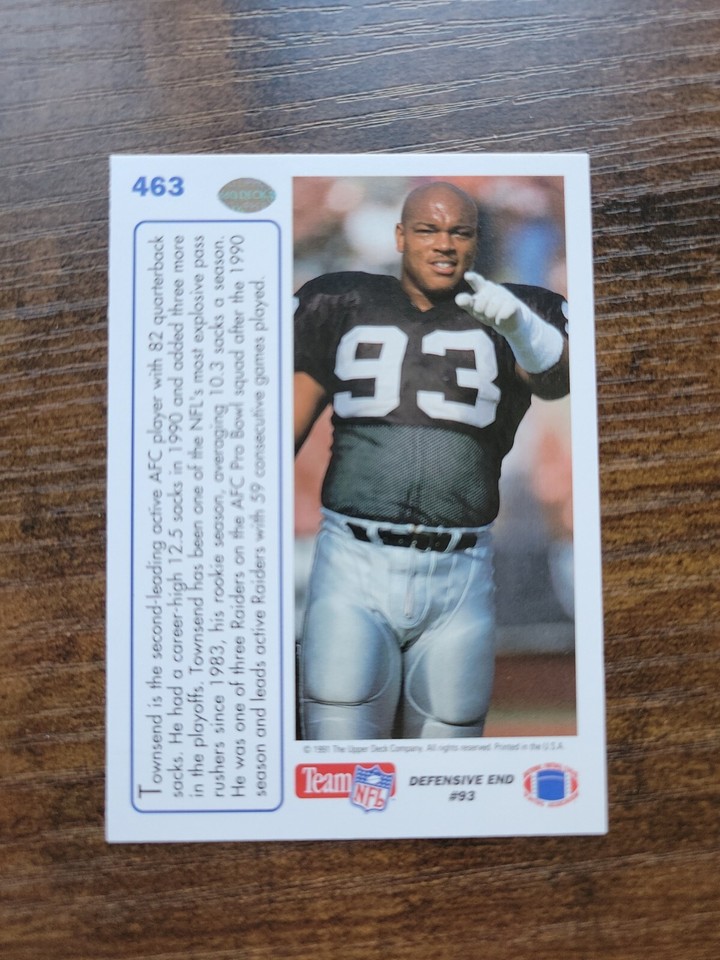 1991 Upper Deck #463 Greg Townsend - MVP Los Angeles Raiders - NFL ...
