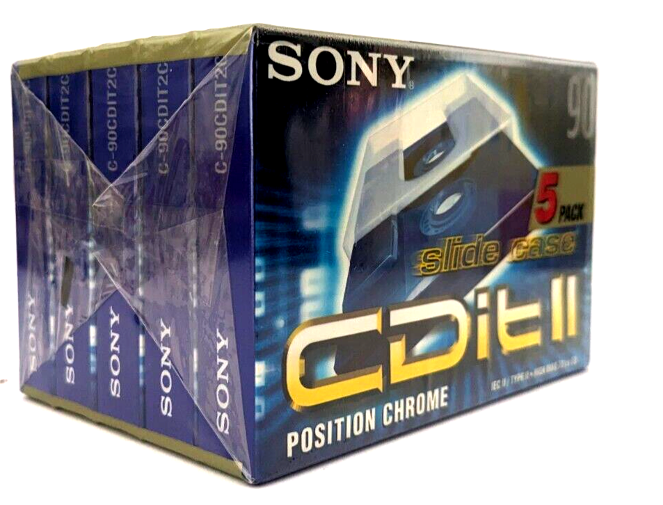 Sony CDit II 90 Mins 5 PACK - slide case Blank Chrome Audio Cassette ...