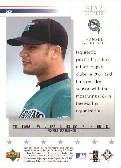 2002 Upper Deck #526 Hansel Izquierdo SR RC | eBay