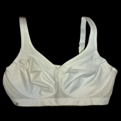 Glamorise Magic Lift Seamless Sports Bra Size 42C White Wide Straps ...