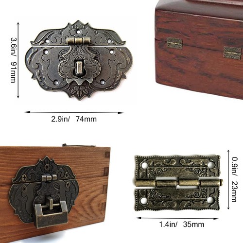 Jewelry Box Antique Lock Latch Hasp Hinges Handle Box Corner Protectors ...
