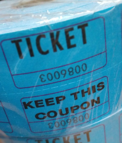 2 Rolls 1000 Double Numbered Ticket roll fundraiser prize show event ...