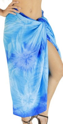 LA LEELA Rayon Cover Up Suit Bathing Wrap Sarong Tie Dye 78"X43" Royal ...