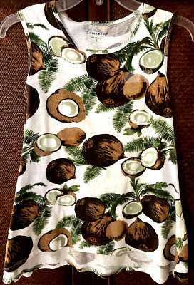 Casey Key Coconut & Palm Leaves Tank Top small sleeveless | eBay