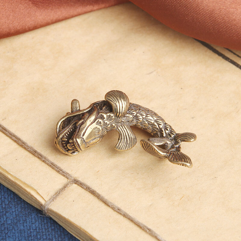 1Pcs Brass Dragon Fish Key Chains Pendants Trinket Charms Keychains ...