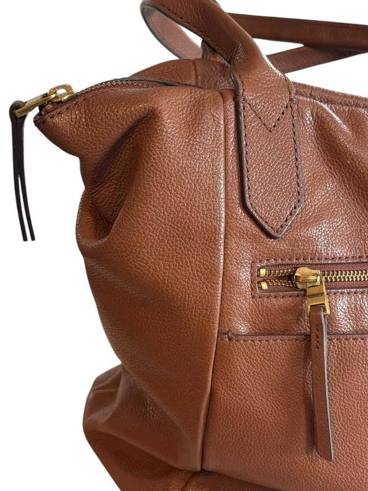 Fossil Fiona Purse Tote Handbag Medium Brown Leather | eBay