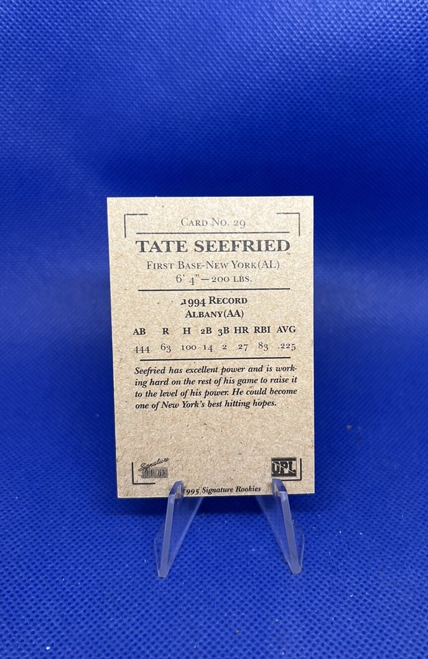 1995 Signature Rookies Old Judge Signatures #29 Tate Seefried Auto/5750 ...