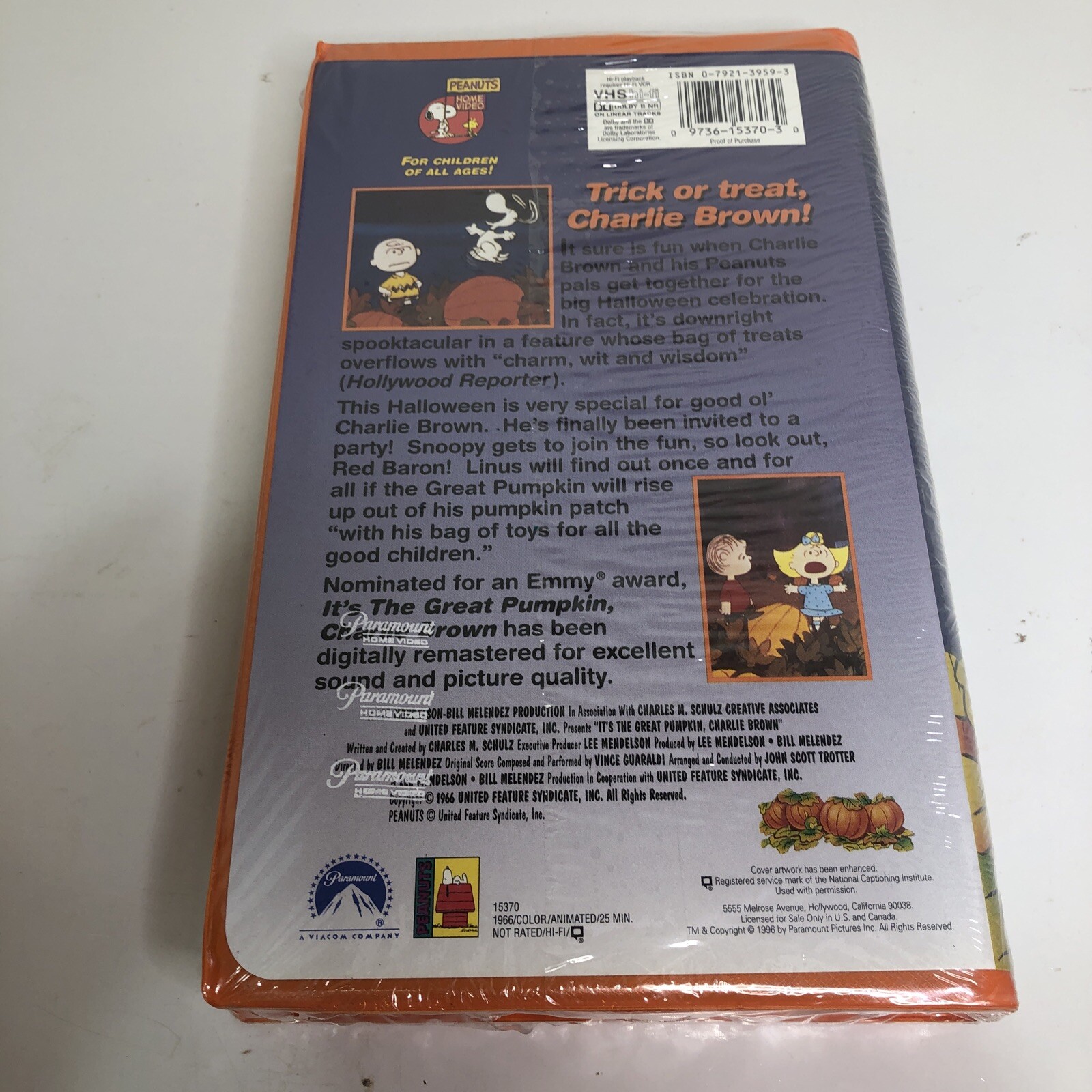 Its the Great Pumpkin, Charlie Brown (VHS, 1996, Clamshell) for sale ...