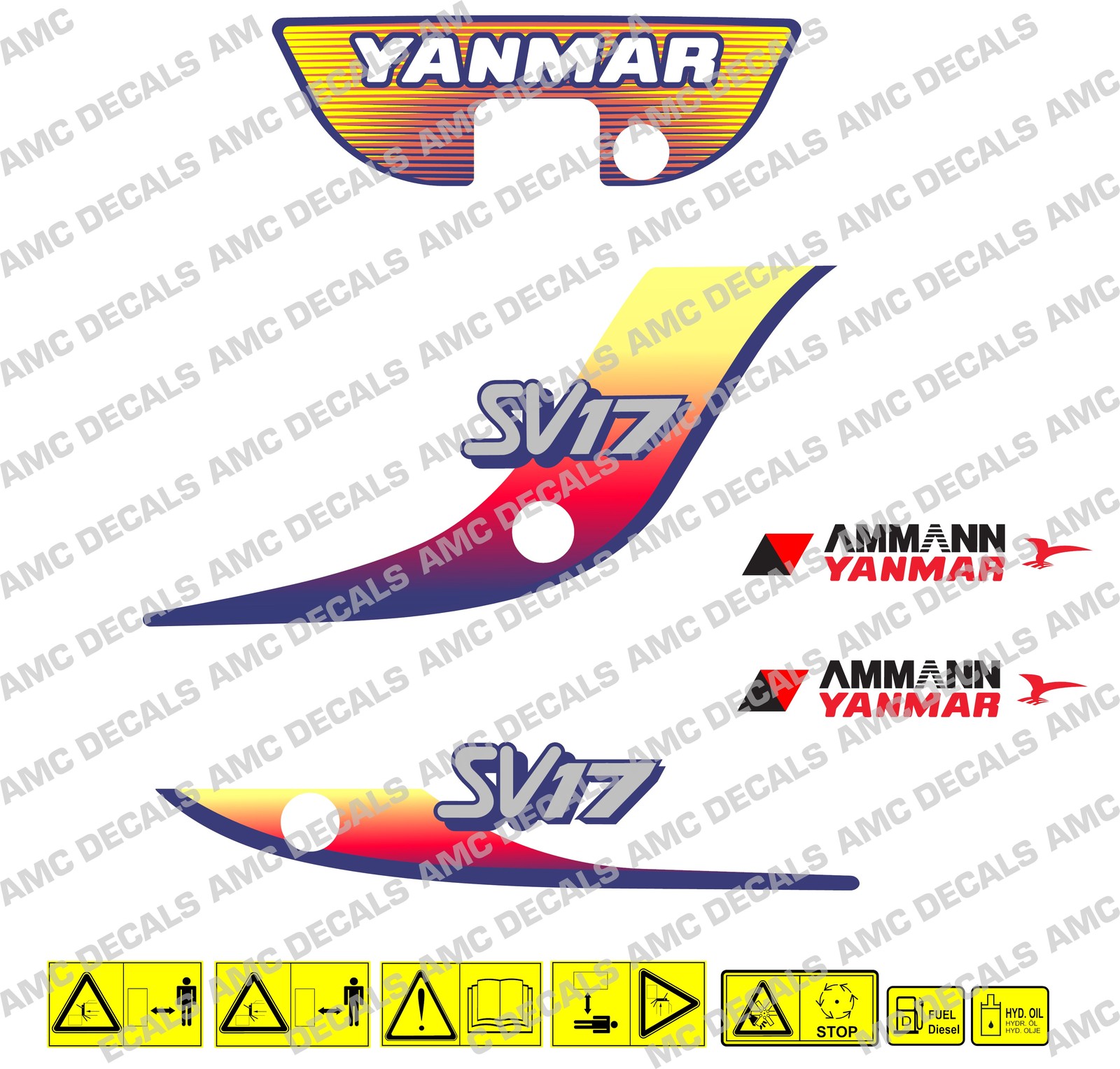 YANMAR SV17 DIGGER DECAL STICKER SET | eBay