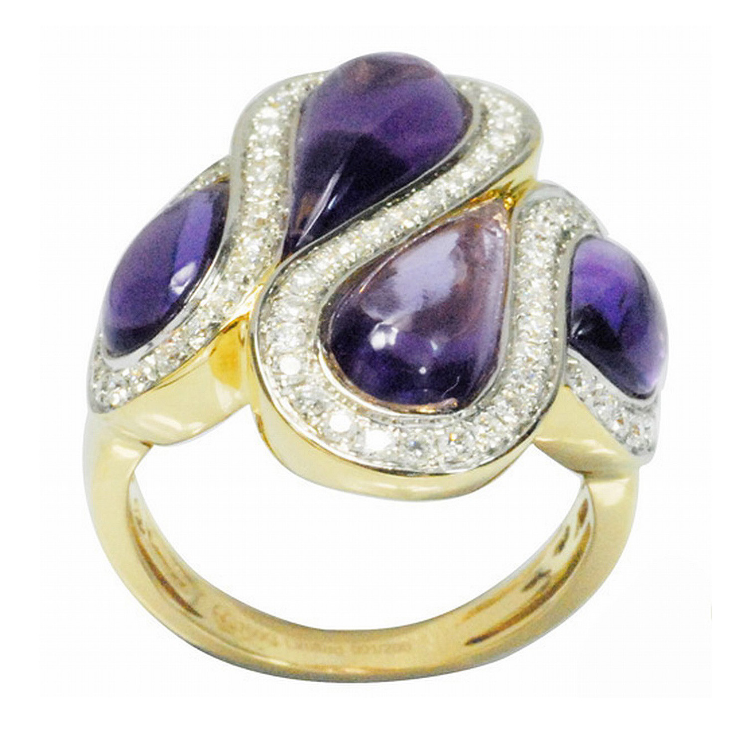 De Buman 18k Yellow Gold 5.32ctw Genuine Amethyst & Diamond Ring, Size ...