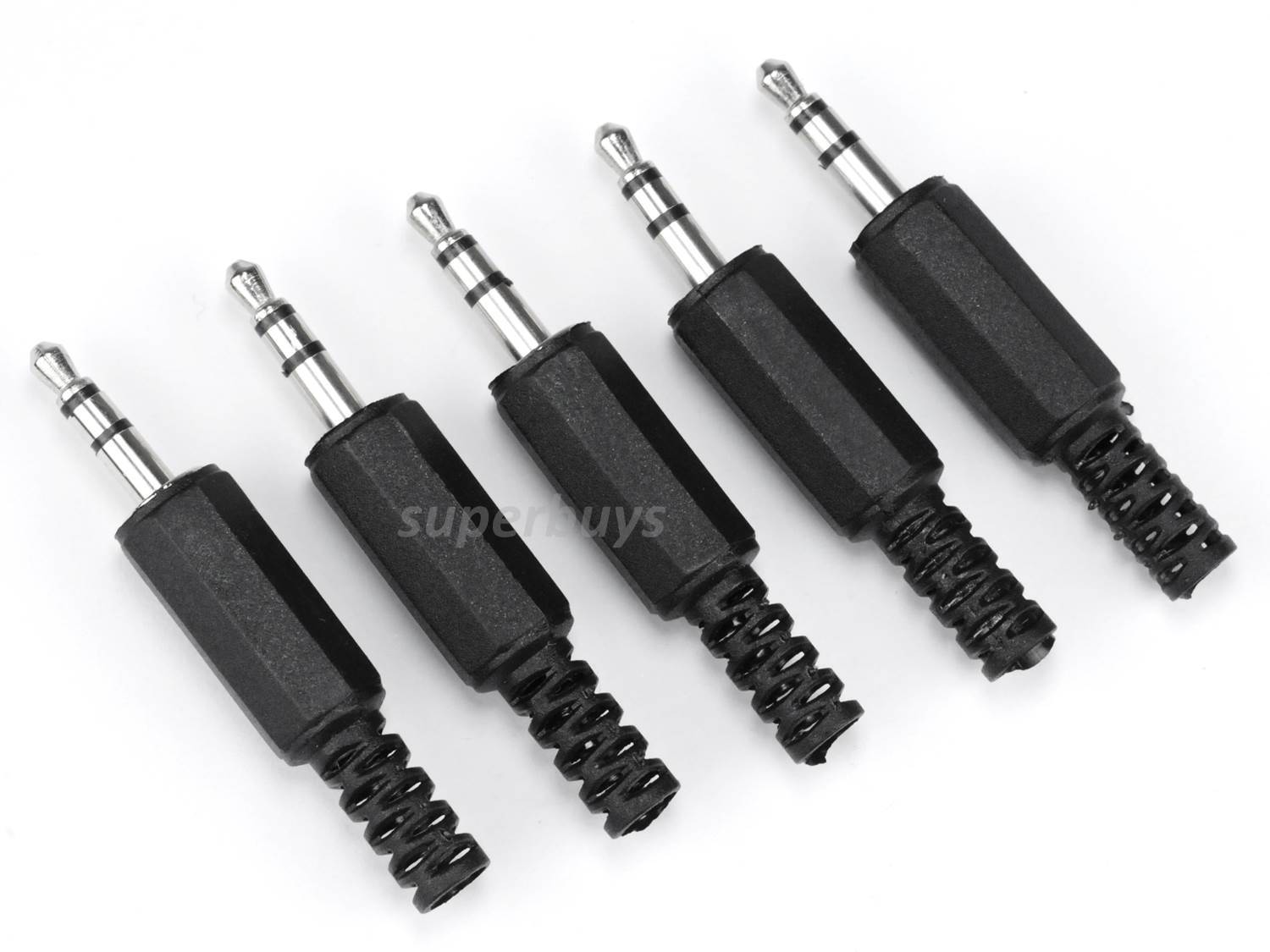 5pcs 3.5mm TRS 3 Pole Audio Jack Replacement Stereo Male Plug Socket ...