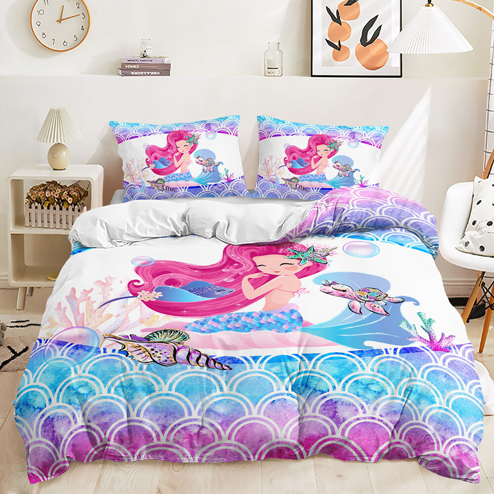Mermaid Tail Fish Scales Girls Gift Cartoon Mermaid Doona Duvet Quilt ...