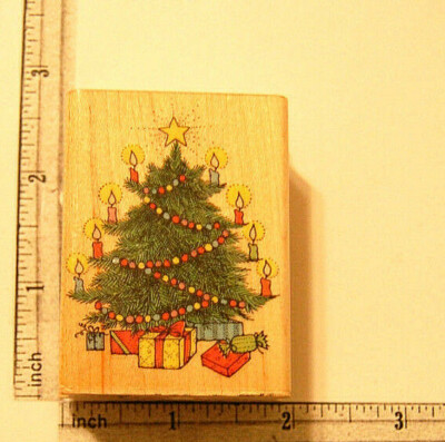 Christmas Tree W/ Gifts Holiday Rubber Stamp Wood Mounted Hero Arts | eBay
