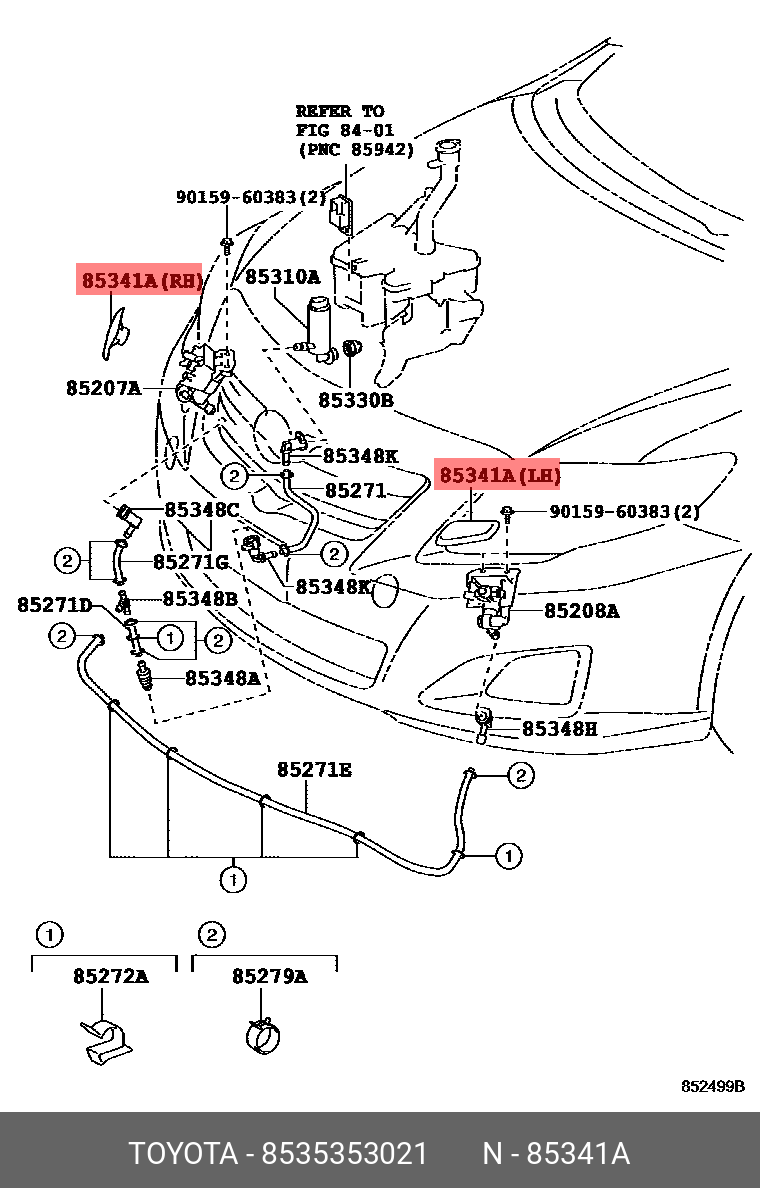 Original cover,headlamp cleaner washer nozzle, 8535353021 for TOYOTA ...