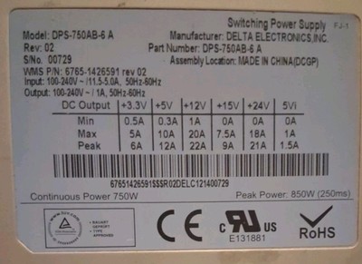 Delta Electronic INC. DPS-750AB-6A Switching Power Supply | eBay