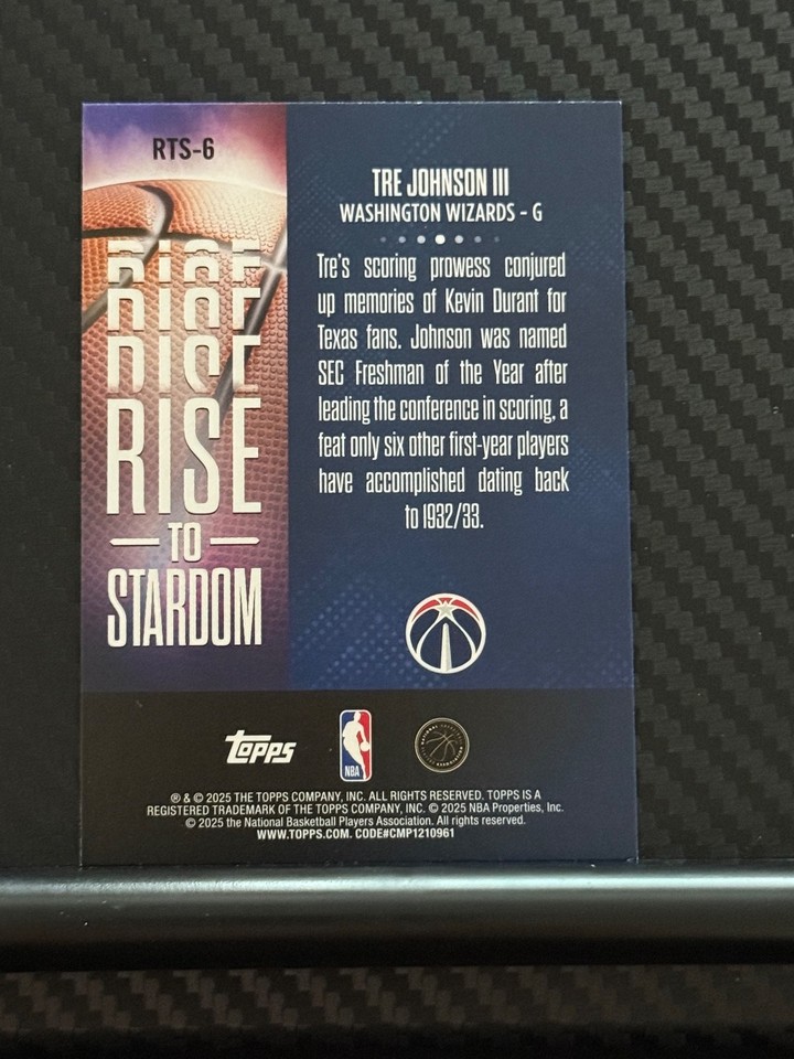 Tre Johnson III Rise to Stardom 2025-26 Topps Basketball #RTS-6 | eBay