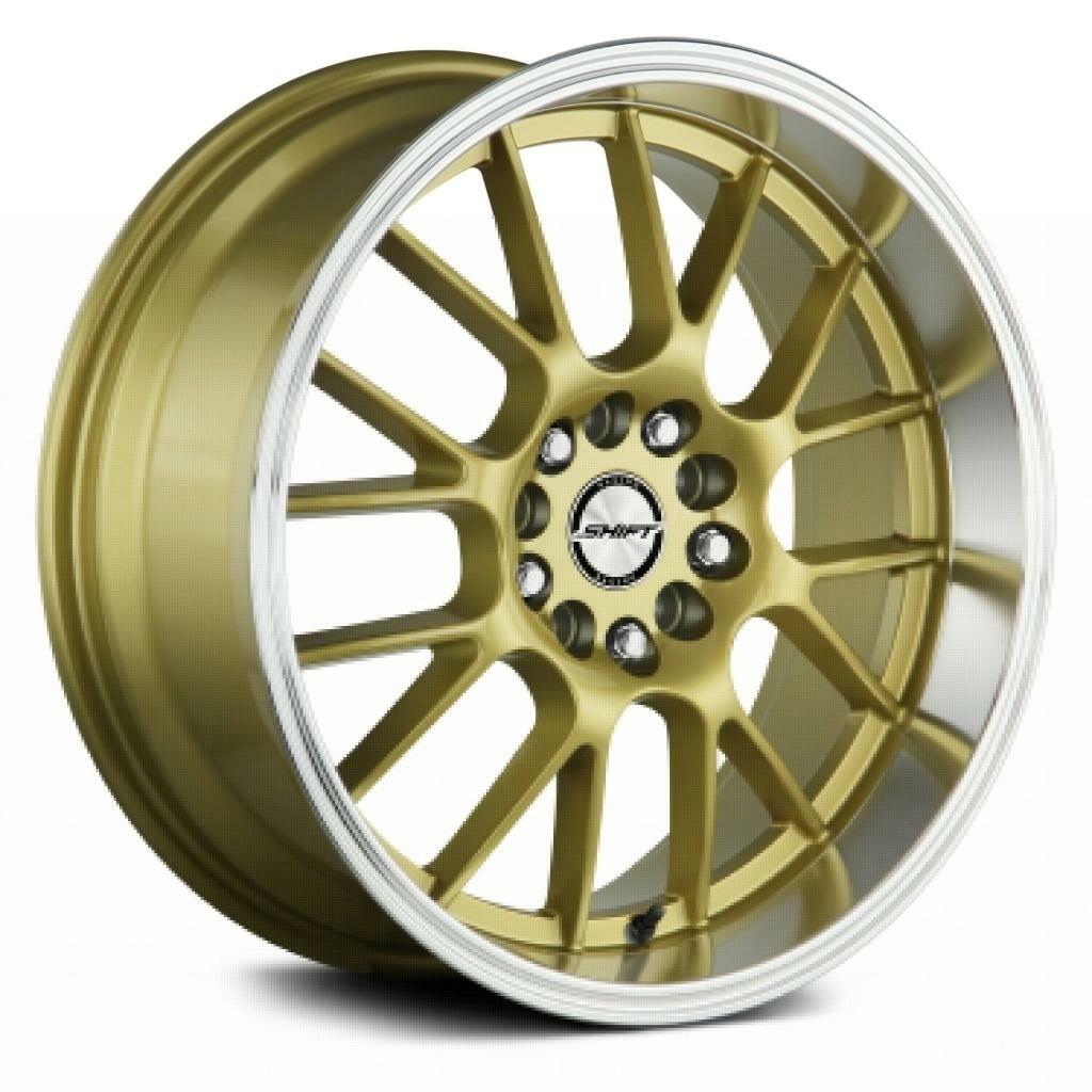17 inch 17x7.5 Shift CRANK Gold Polished wheels rims 4x100 4x114.3 +30 ...