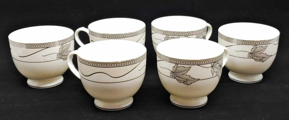 Porcelain Tea Service Set plus Dessert Serving Plates 24 Pc Silver ...