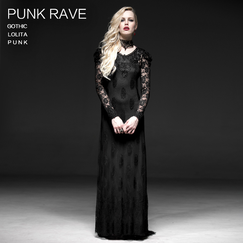 NEW Punk Rave Rock Gothic Black Lace Dress+ Inner Dress ALL STOCK IN ...