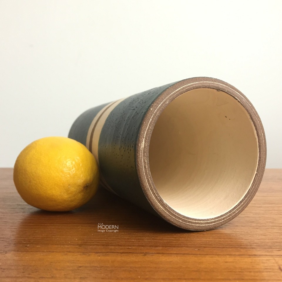 Lily King Modern Studio Pottery Cylinder Blue and White Stoneware Vase ...