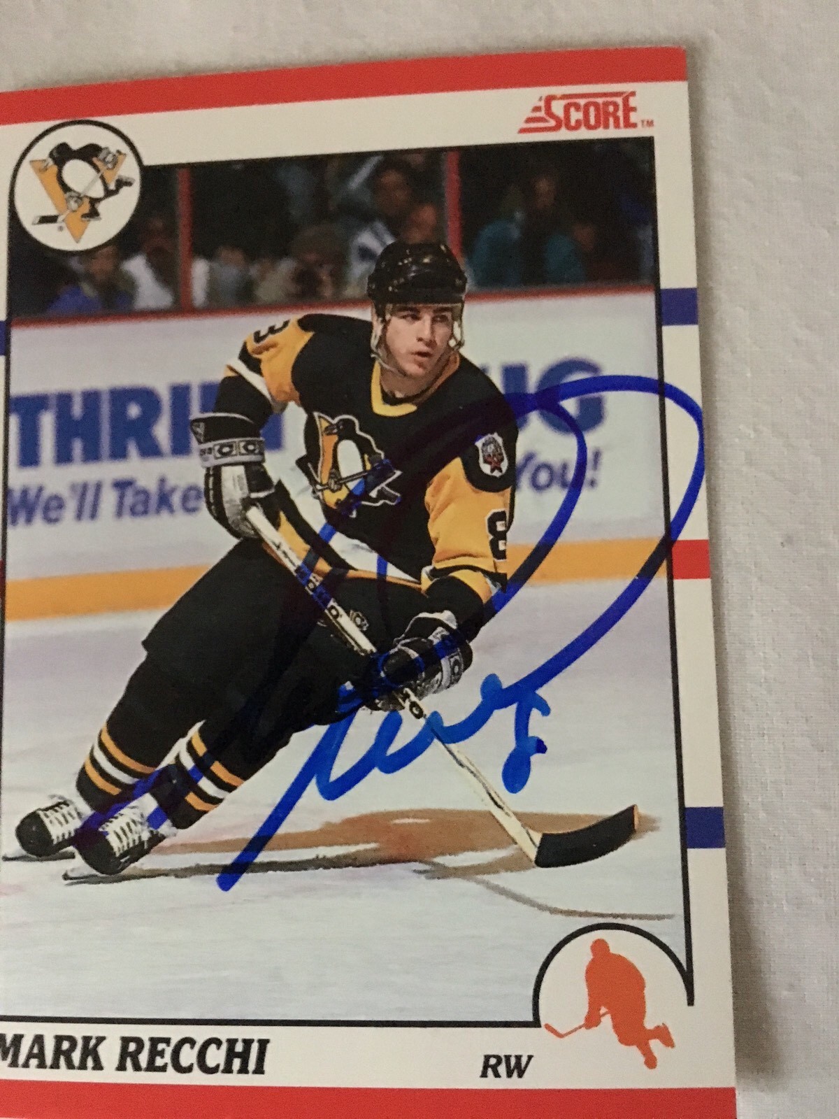Mark Recchi HOF HAND SIGNED 1990 Score ROOKIE CARD w/COA VERY RARE | eBay