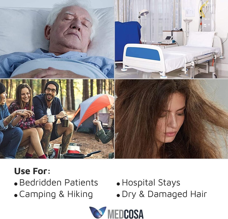 Medcosa No Water Shampoo Caps - Hassle-Free Hair Washing Caps for ...